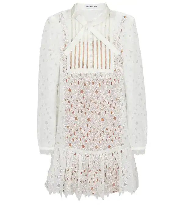 chinese dress ladies Self-Portrait Guipure Lace Mini Dress
