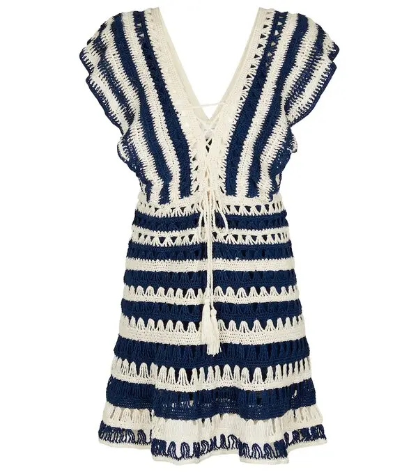 Anna Kosturova Melissa Crochet Minidress In Blue - 37% Off | Editorialist