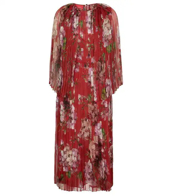 gucci red floral dress Gucci Floral Print Silk Georgette Mini Dress