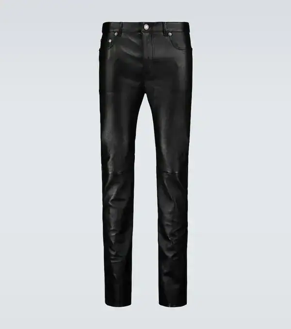 Saint Laurent Skinny-Fit Stretch Leather Pants - Black | Editorialist