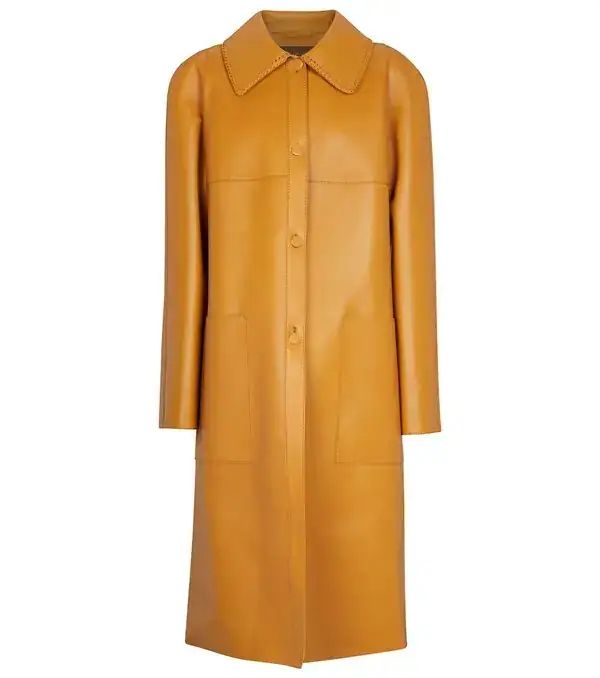 Loro Piana Keith Leather Coat Yellow Editorialist