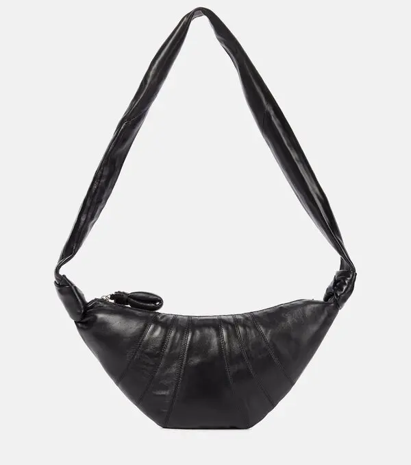 LEMAIRE Small Croissant Leather Shoulder Bag - Black