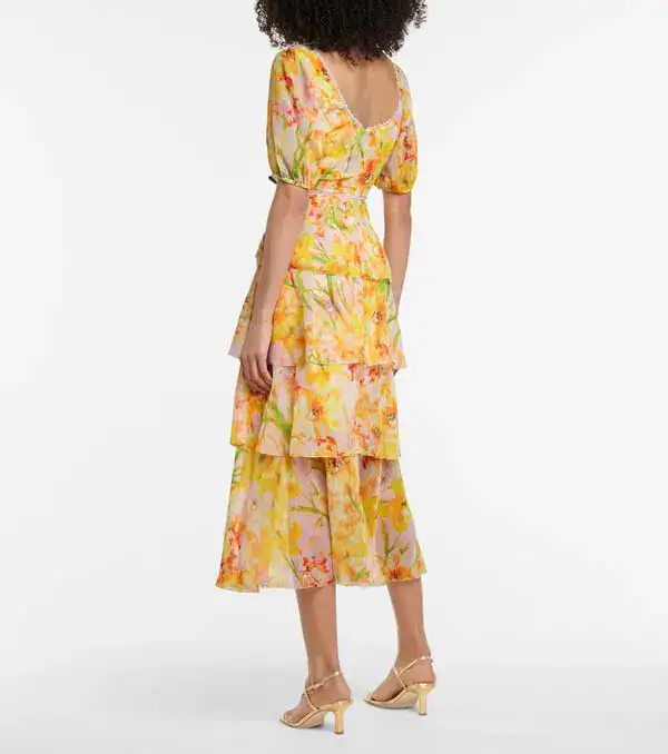 marchesa notte orange floral midi dress Orange Floral Midi Dress