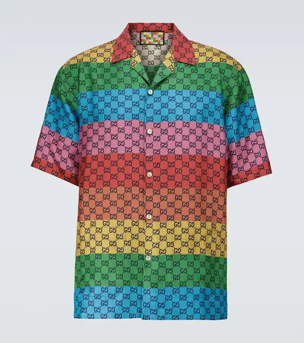 Gucci Gg Multicolor Silk Twill Shirt - Multicoloured | Editorialist