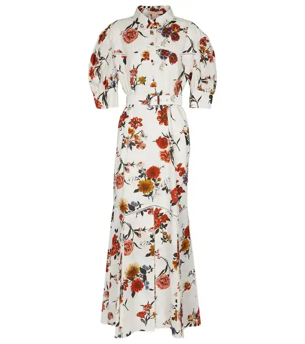 Brock Collection Belted Floral Cotton Maxi Dress In White - 70% Off |  Editorialist