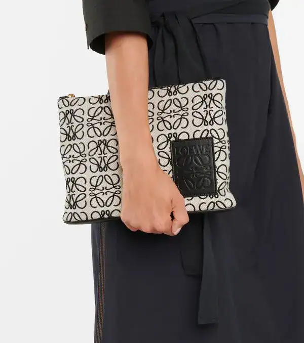 Loewe Anagram Jacquard Canvas Pouch - White | Editorialist