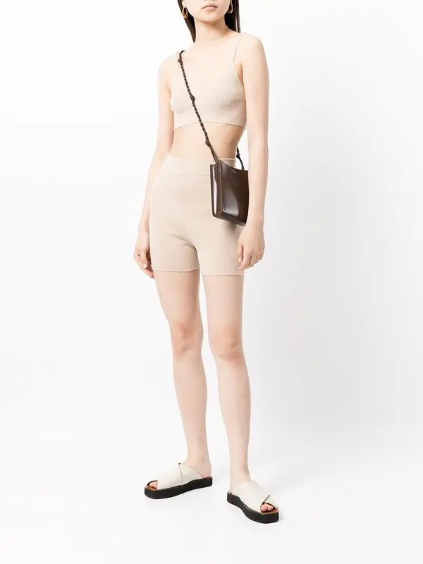 Cashmere In Love Alexa Ribbed-knit Biker Shorts - White