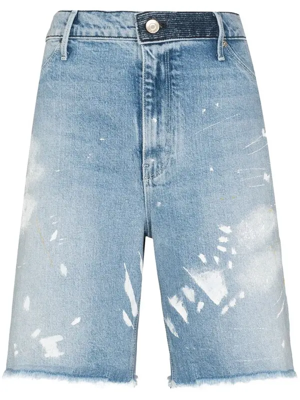 RtA Hesper Paint-splatter Denim Shorts