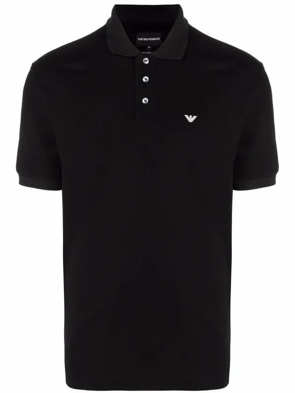 Emporio Armani Logo Detail Polo Shirt - Black