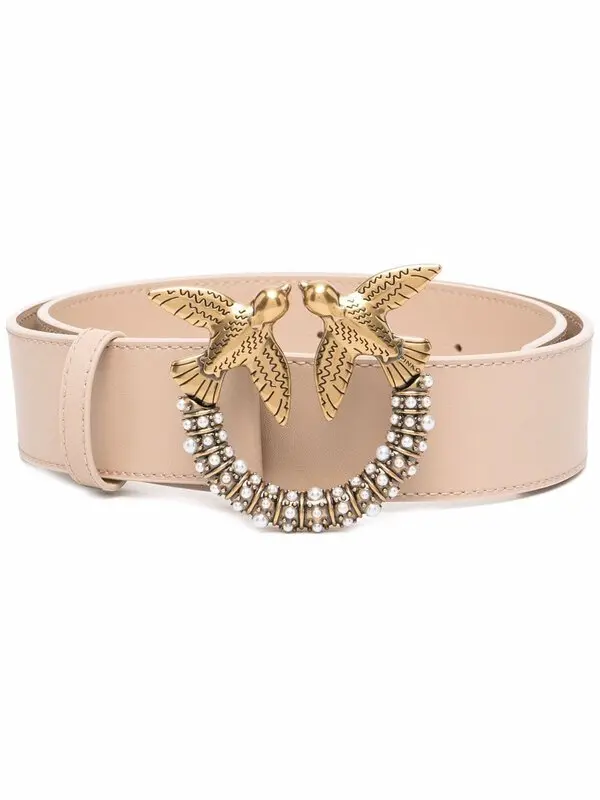 Pinko Love Birds Faux-Pearl Belt - Neutrals | Editorialist display picture 1