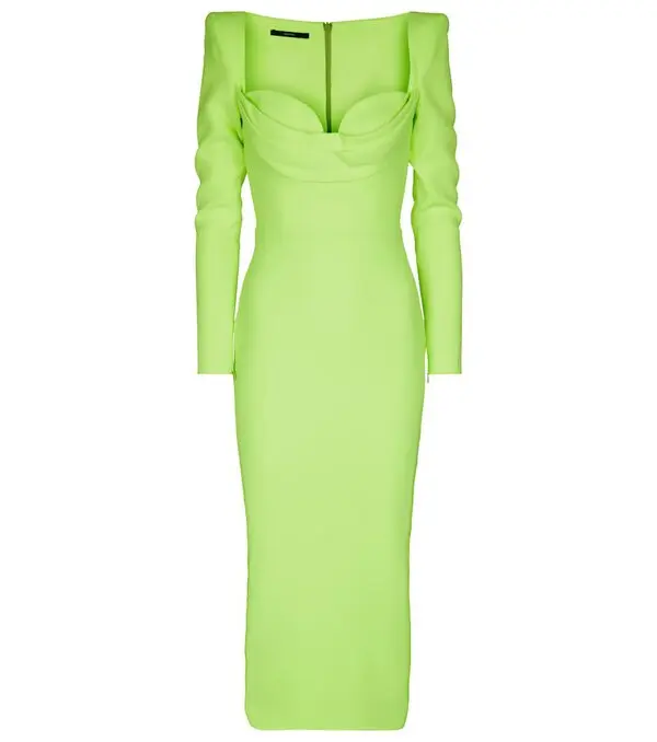 Alex Perry Corin Stretch-crêpe Midi Dress - Green | Editorialist
