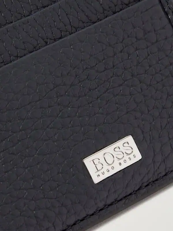 Hugo Boss Crosstown Full-Grain Leather Cardholder Blue