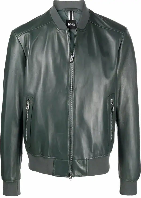 hugo boss leather bomber jacket