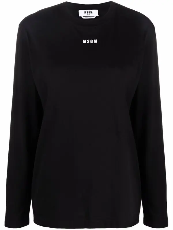 MSGM Logo-print Long-sleeve T-shirt - Black