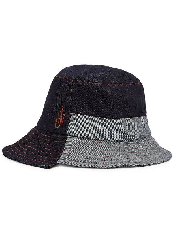 Jw Anderson Blue Asymmetric Bucket Hat Denim Editorialist