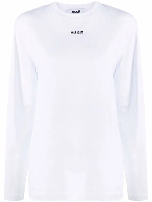 MSGM Logo-print Long-sleeve T-shirt - White