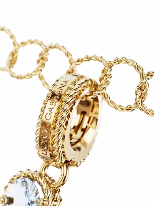 Dolce & Gabbana 18kt Yellow E Letter Gemstone Pendant - Gold