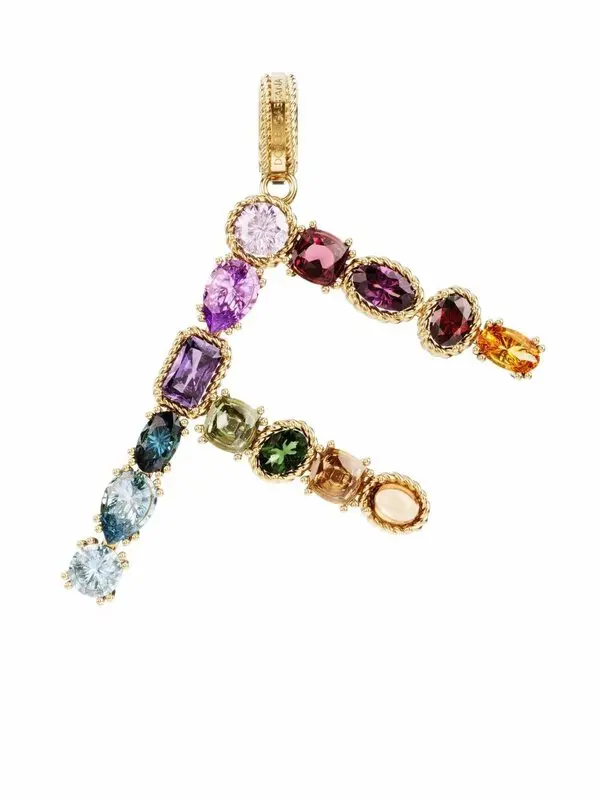 Dolce & Gabbana Rainbow Alphabet 18kt Yellow Multi-stone Pendant - Gold