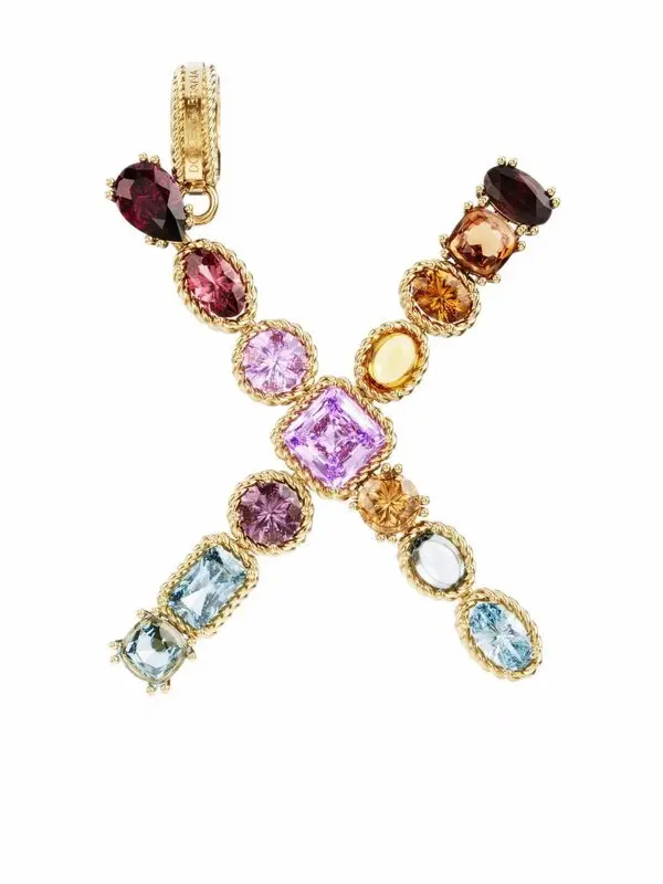 Dolce & Gabbana Rainbow Alphabet X 18kt Yellow Multi-stone Pendant