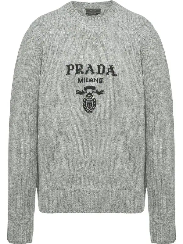 prada グレーニット Prada クルーネック セーター | グレー | FARFETCH JP