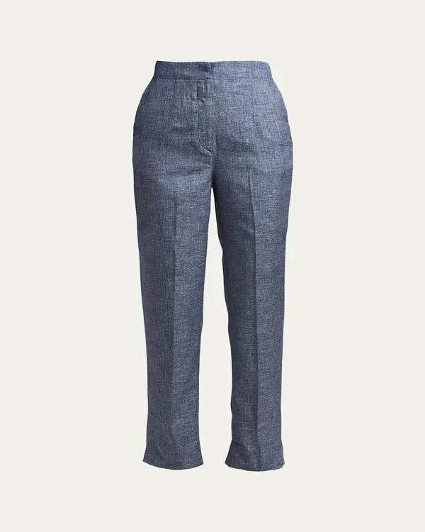 Giorgio Armani Denim-effect Silk Straight Leg Pants