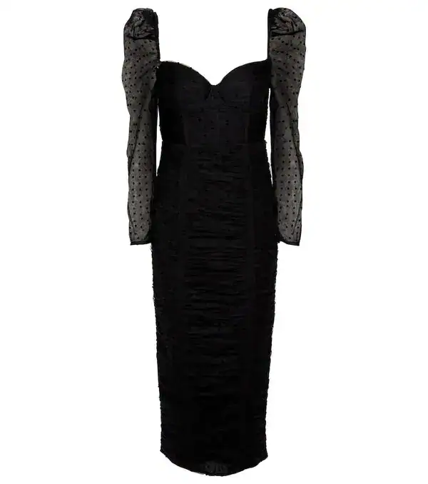 black dot mesh midi dress Polka Dot Mock Neck Dress main image 0