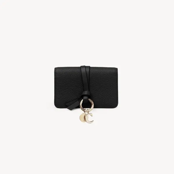 Chloé Alphabet Card Holder In Grained Leather - Black