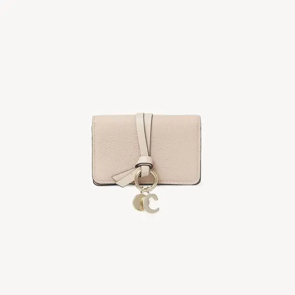 Chloé Alphabet Card Holder In Grained Leather - Pink