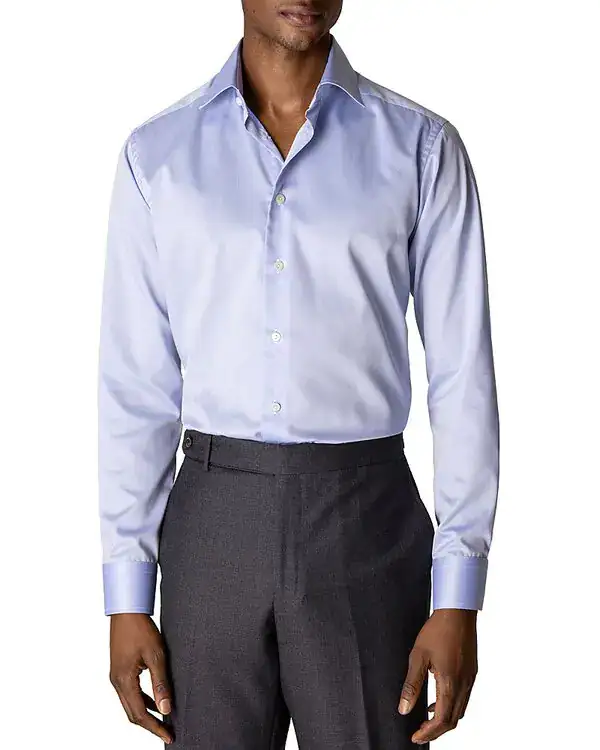 Eton Contemporary Fit Signature Twill Dress Shirt - Blue | Editorialist