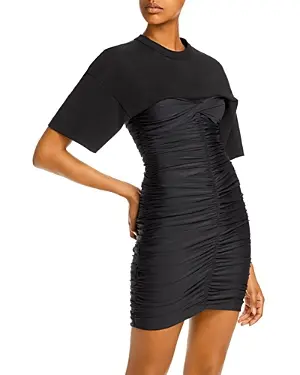 Alexander Wang Short-Sleeve Ruched Bodycon Mini Dress - Black | Editorialist