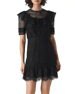 Whistles Mariah Ruffled-Lace Dress In Black - 68% Off | Editorialist