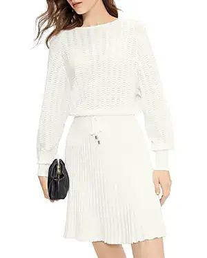 ted baker pointelle knit dress London In Ivory - 30% Off pair:jessica-faux-leather-crocodile-clutch-black