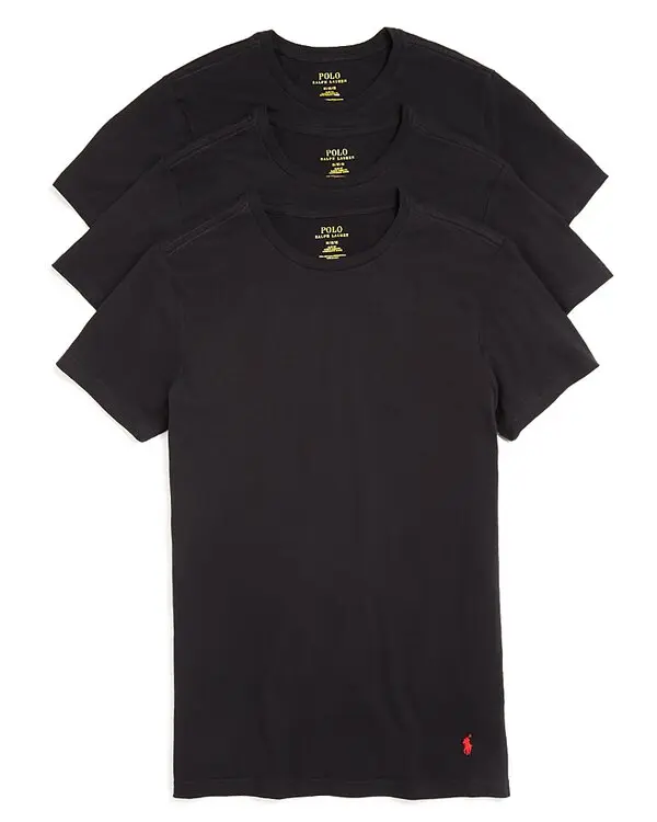 Ralph Lauren Slim Fit Crewneck Undershirt, Pack Of 3 - Black