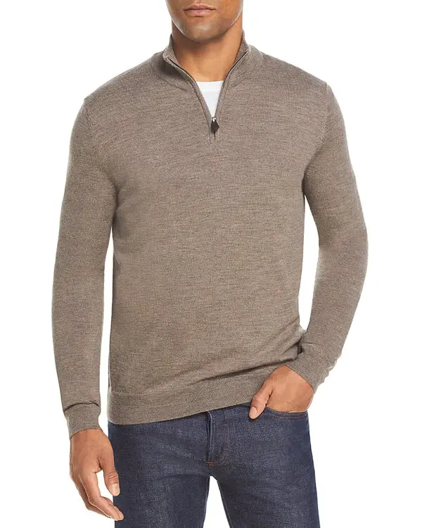 Bloomingdale'S Quarter-zip Merino Wool Sweater - Ash