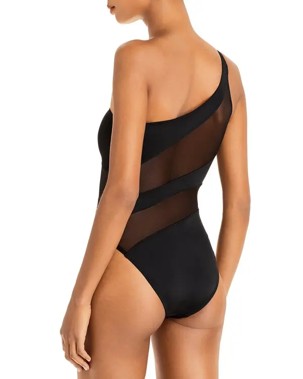 Norma Kamali Illusion Mesh One Shoulder One Piece Swimsuit - Black/black Mesh