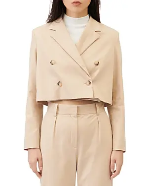 Buy Maje Vakin Double Breasted Cropped Suit Jacket - Beige At 50% Off ...