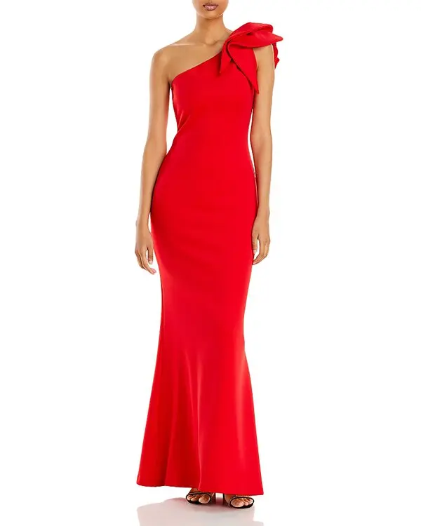 Aqua One-shoulder Scuba Gown