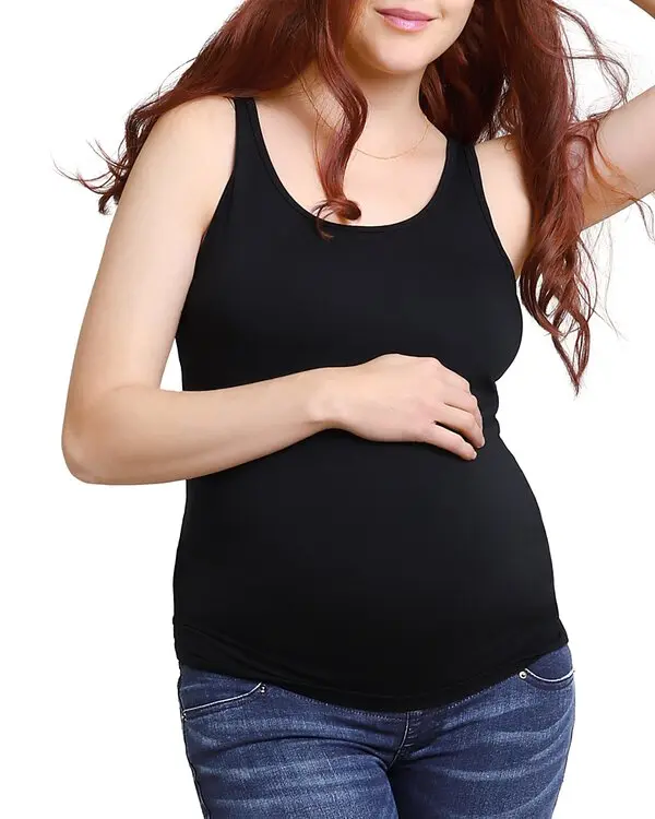 Ingrid & Isabel Maternity Scoop Neck Tank - Black
