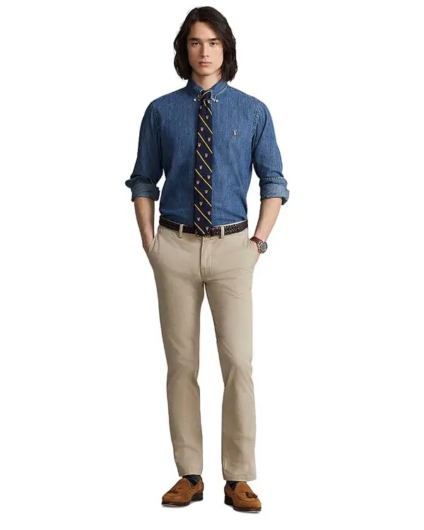 Ralph Lauren Classic Fit Long Sleeve Denim Cotton Button Down Shirt - Blue