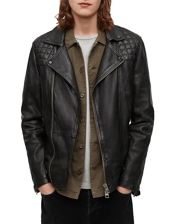 All Saints Conroy Leather Biker Jacket Ink Editorialist