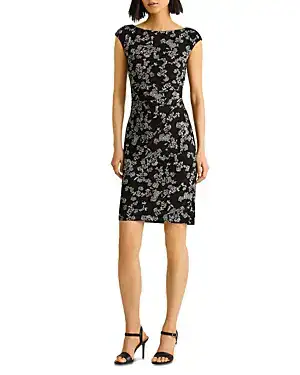 Ralph Lauren Floral Jersey Sheath Dress In Black - 35% Off | Editorialist