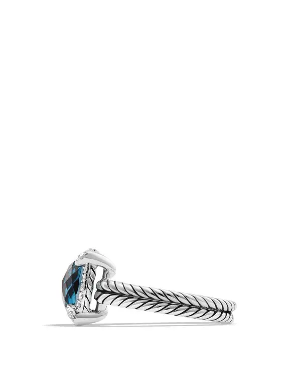 David Yurman Chatelaine Ring With Hampton And Diamonds - Blue Topaz
