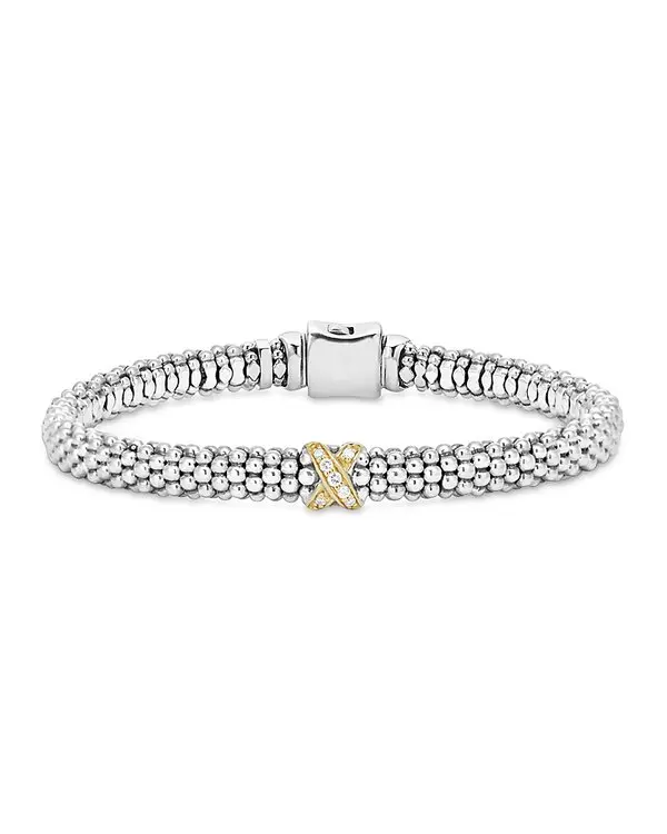 Lagos 18k Gold And Sterling Silver Embrace Diamond Bracelet - Multi/silver