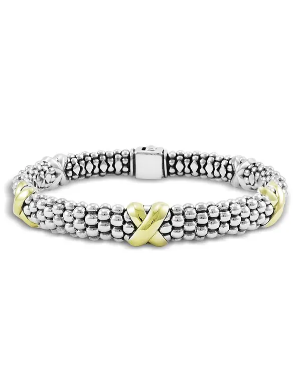 Lagos 18k Yellow Gold And Sterling Silver Embrace Caviar Bracelet - Gold/silver