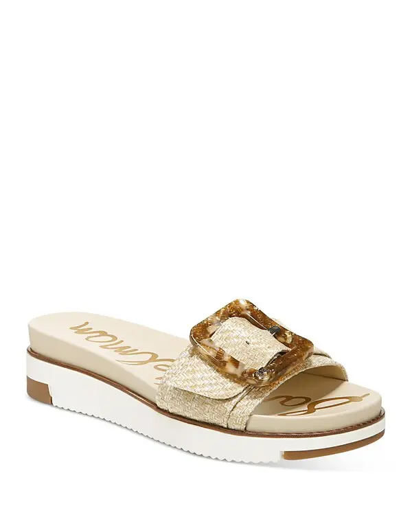 Sam Edelman Ariane Buckled Wedge Sandals - Eggshell