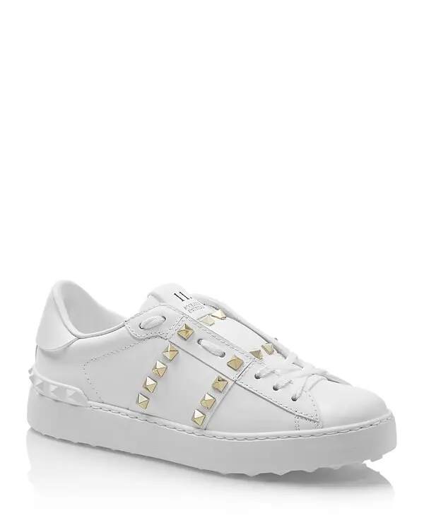 Valentino Garavani Rockstud Low Top Sneakers - White/gold Studs