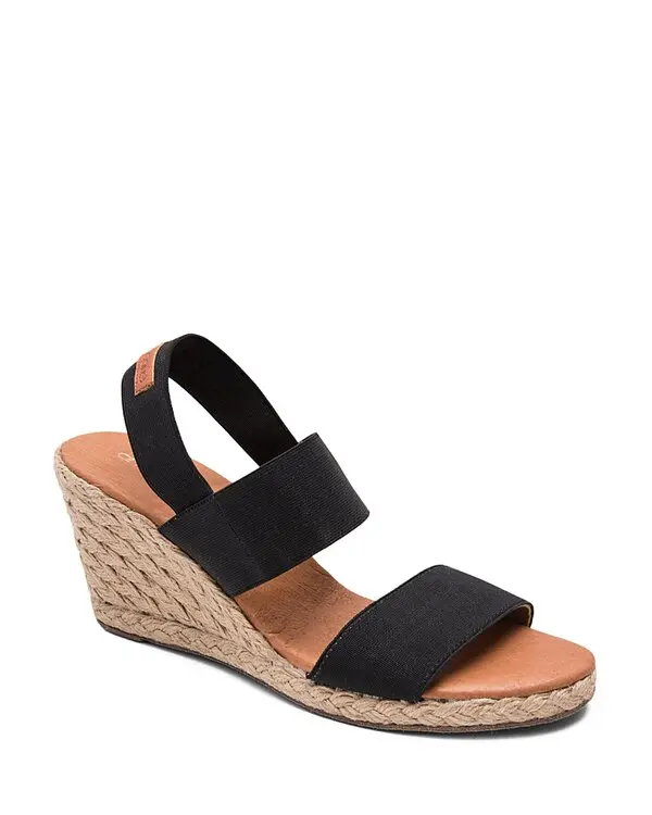 Andre Assous Allison Strappy Espadrille Wedge Sandals - Black