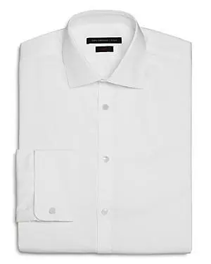 john varvatos white dress shirt John Varvatos L/S White Slim Fit Knit Dress Shirt Mens Large M/L 16 34/35
