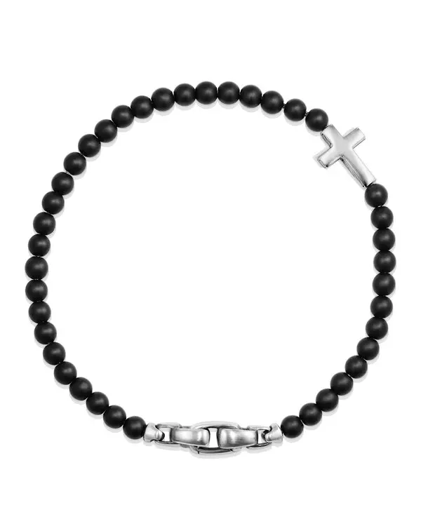 David Yurman Spiritual Beads Cross Station Bracelet - Black/silver