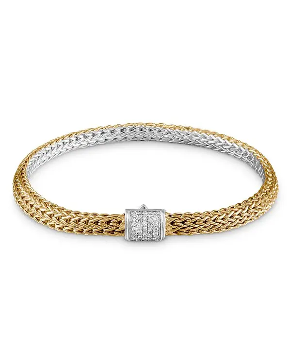 John Hardy 18k Bonded Yellow And Sterling Silver Diamond Bracelet - Gold